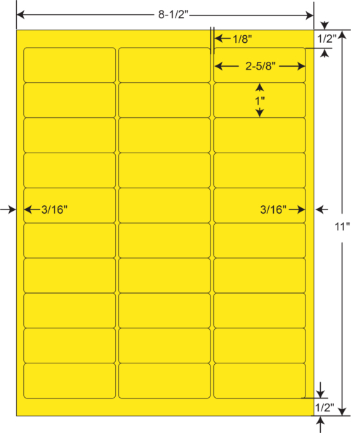 2-5/8" x 1" Laser FL Yellow Address Labels (100 Sheets) - Continental ...