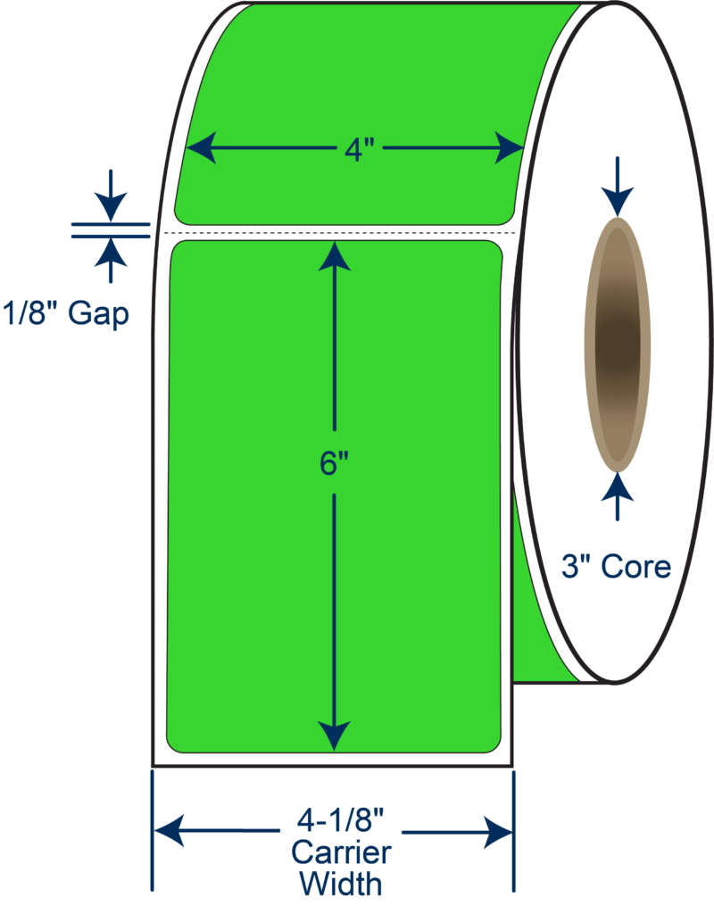 4" x 6" Fluorescent Green Direct Thermal Labels - Continental Datalabel