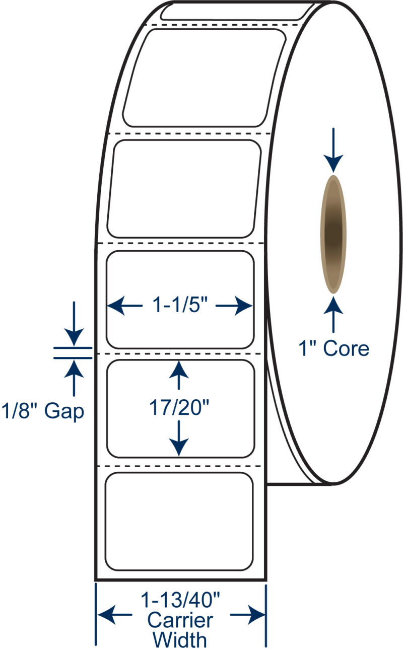 1-1/5" x 17/20" Direct Thermal Labels - Continental Datalabel