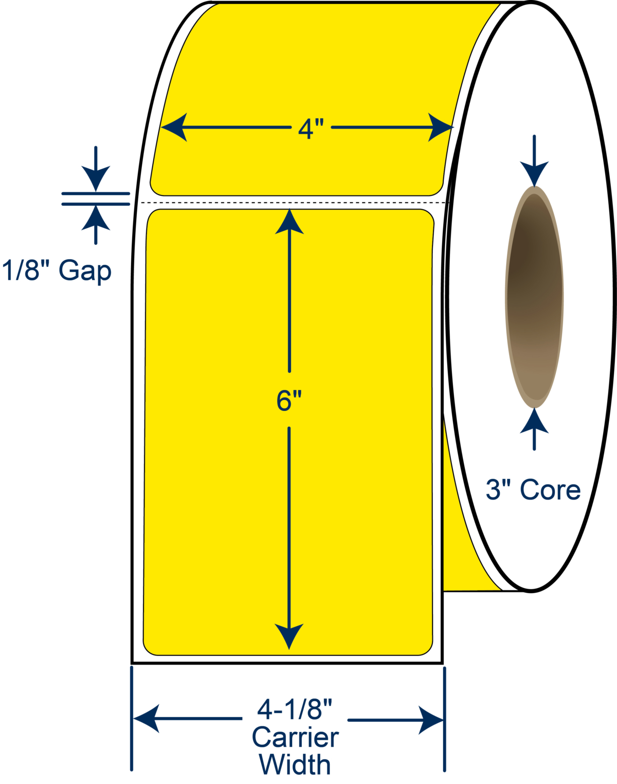 4" x 6" Yellow Thermal Transfer Labels - Continental Datalabel