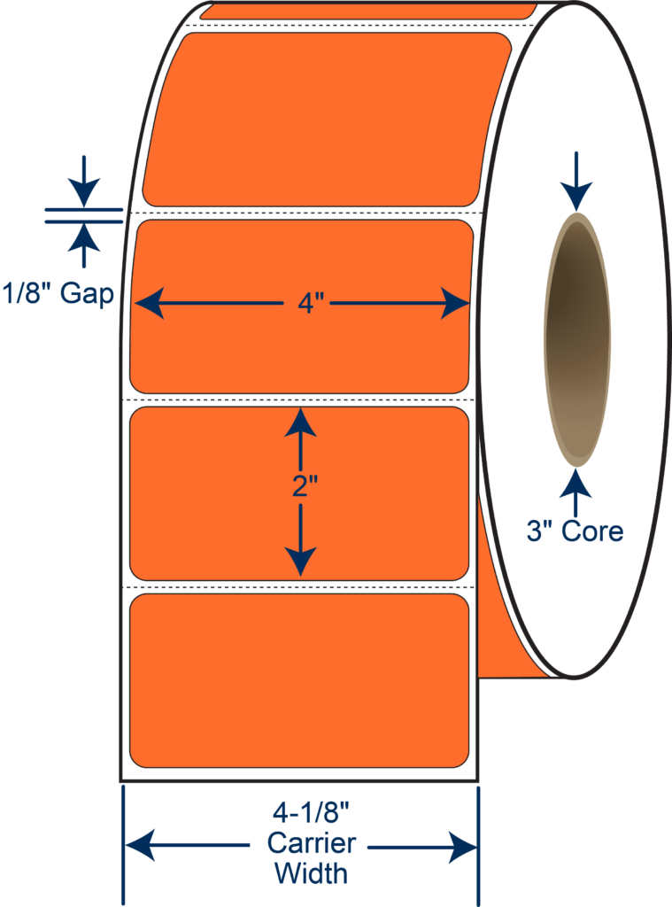 4" x 2" Orange Thermal Transfer Labels - Continental Datalabel