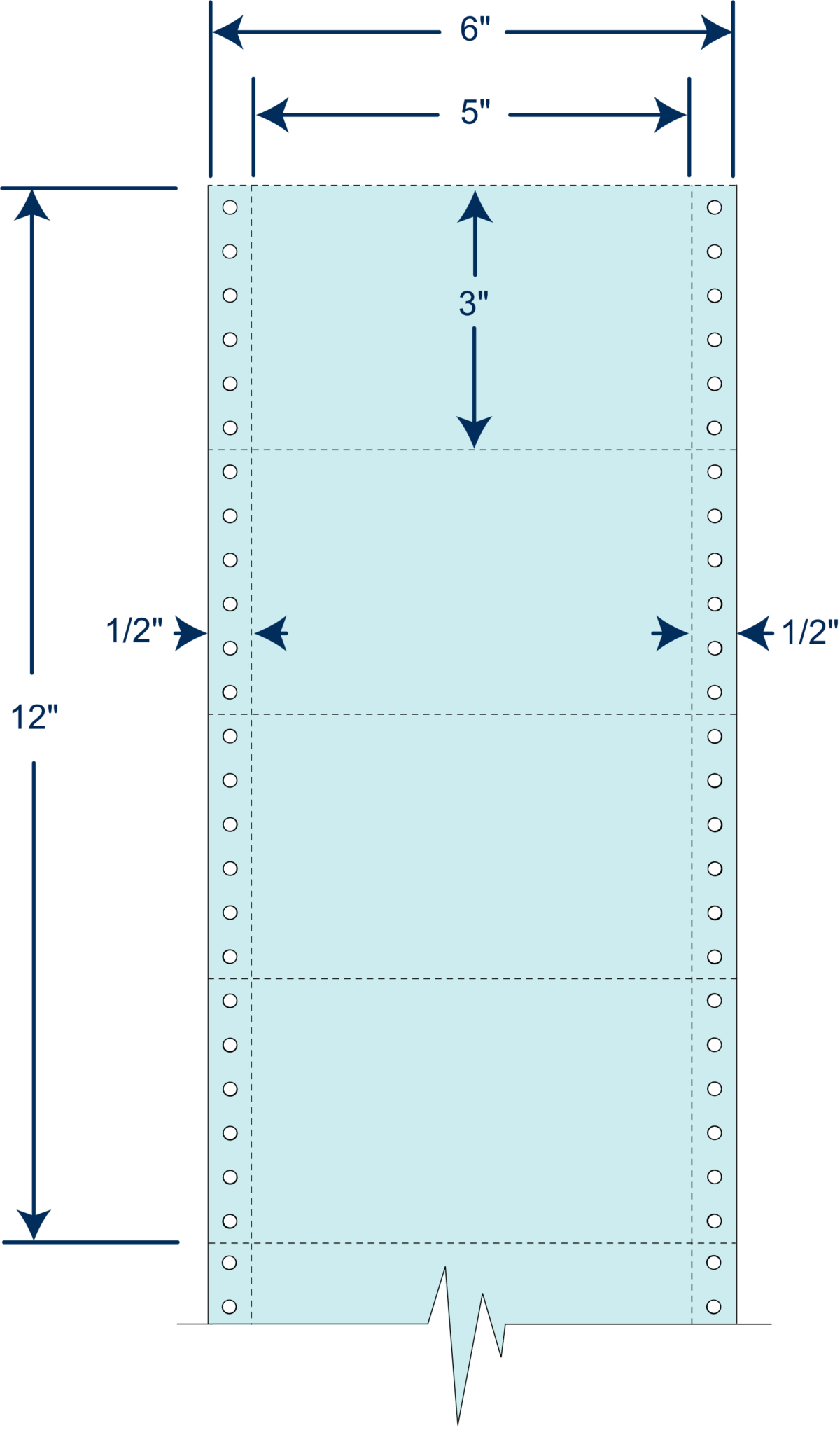5" x 3" Pinfeed 7 pt. Blue Index Cards - Continental Datalabel