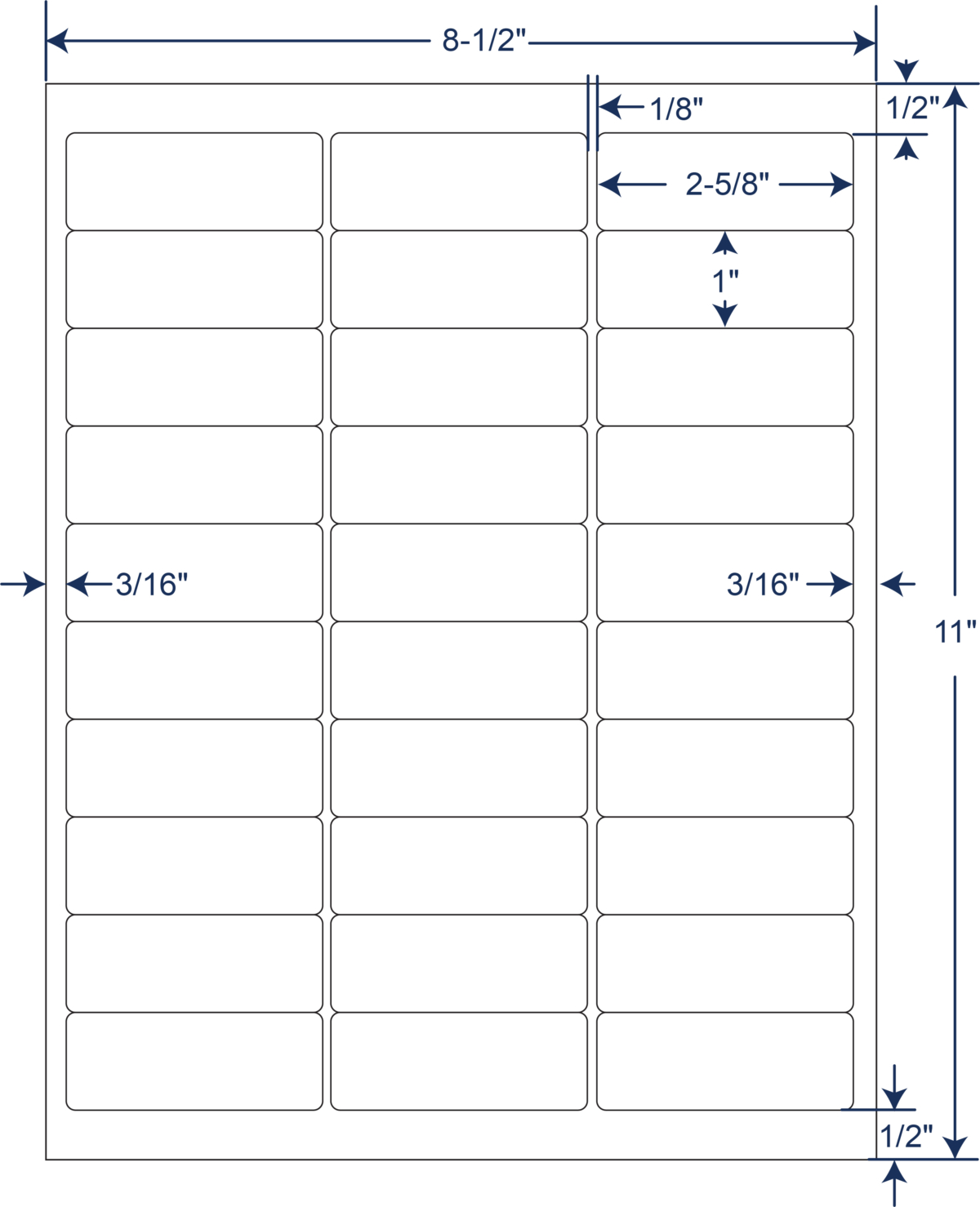 2-5/8" x 1" Laser/Inkjet Labels (100 Sheets) - Continental Datalabel