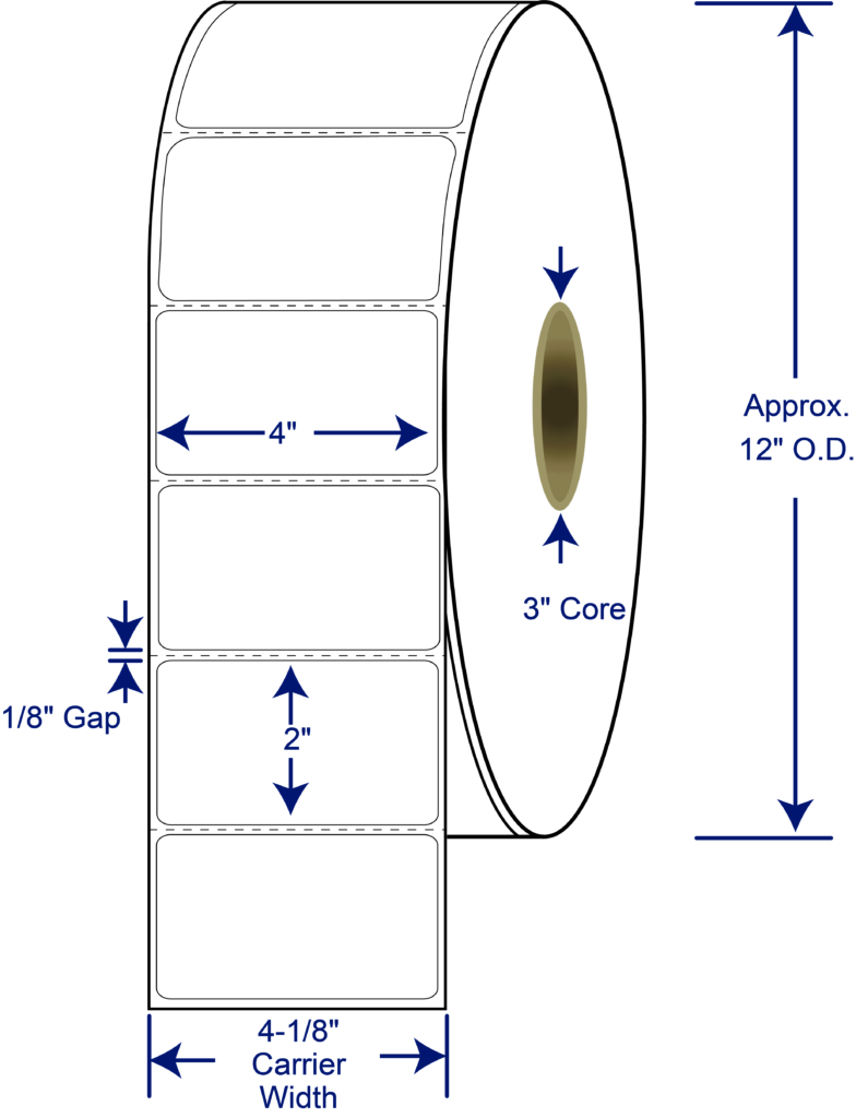 1 1/2″ x 1″ Thermal Transfer Label 1″ Core – Continental Datalabel