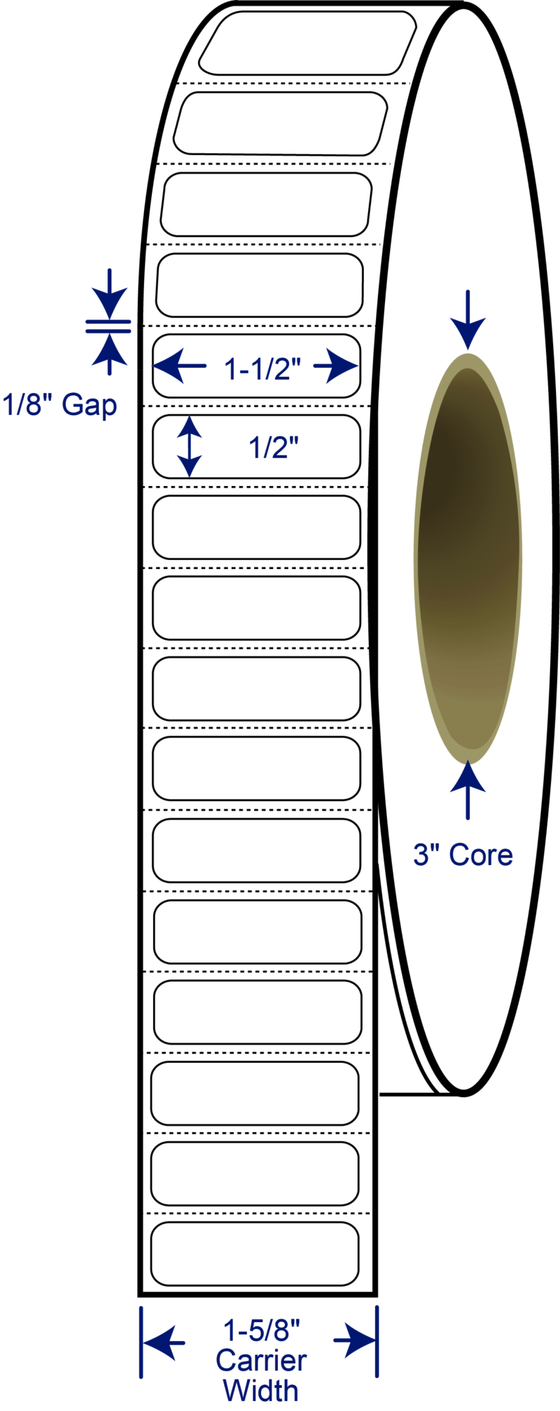 1-1/2" x 1/2" Thermal Transfer Gloss Polyester Labels - Continental ...