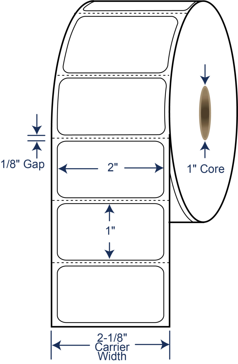 2 " x 1" Thermal Transfer Label 1" Core - Continental Datalabel