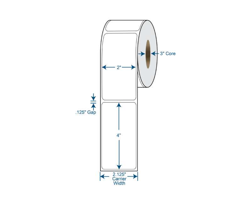 2" x 4" Thermal Transfer Labels No Perforation - Continental Datalabel